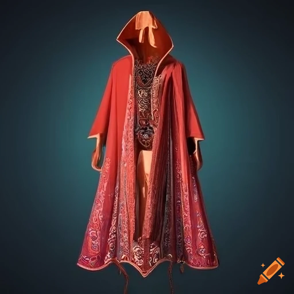 Elegant cloak with sunset colors and enchanting embroidery on Craiyon