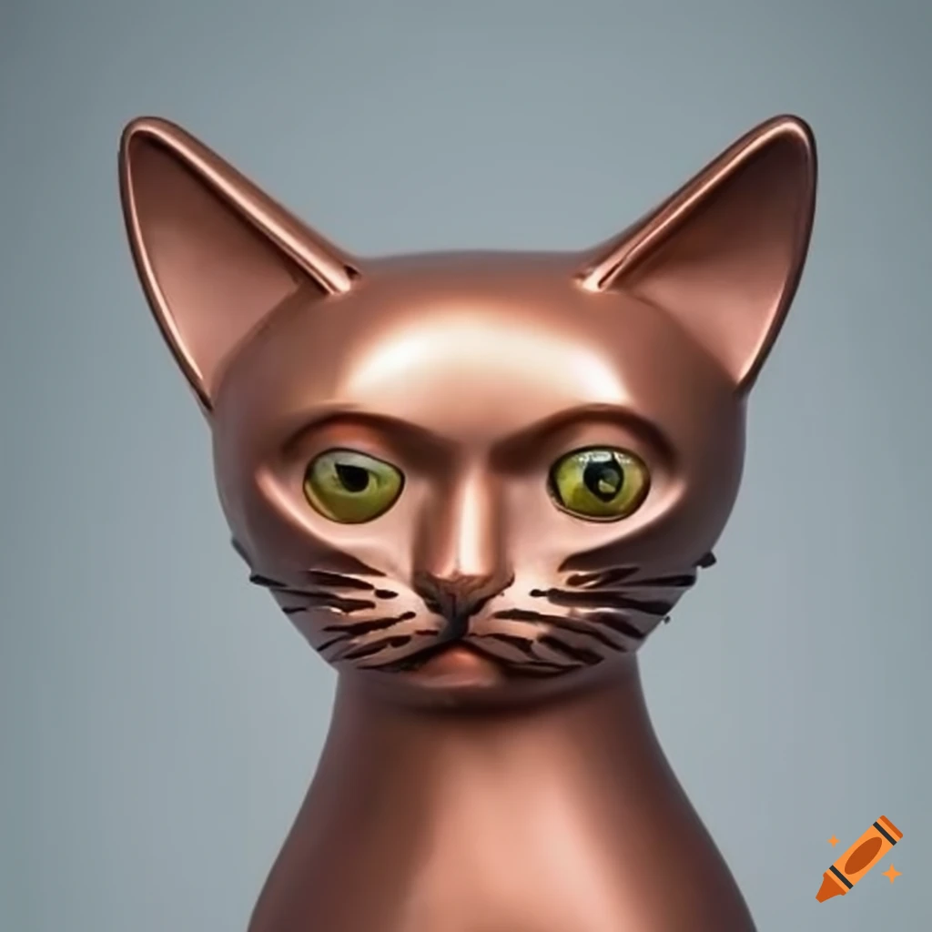 Copper cat sculpture on Craiyon