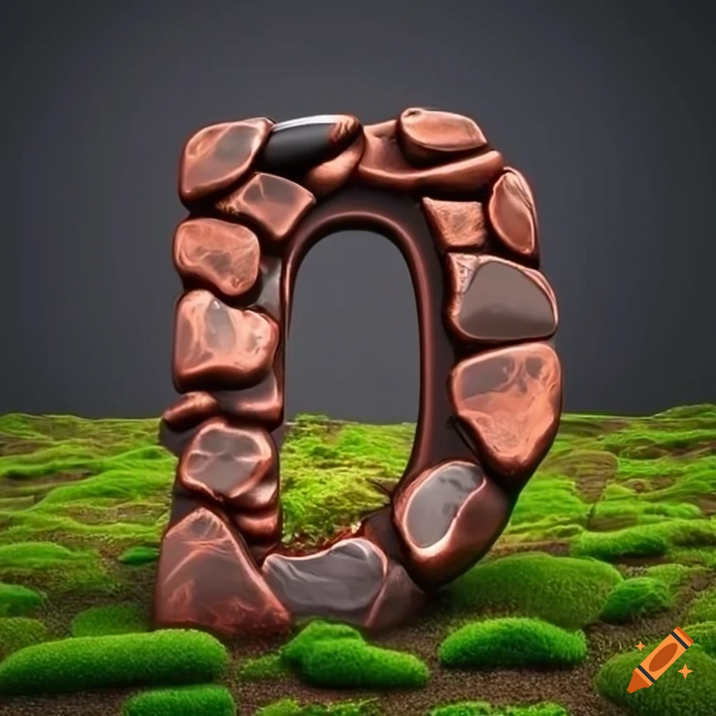 3d stone letters with mossy field background on Craiyon