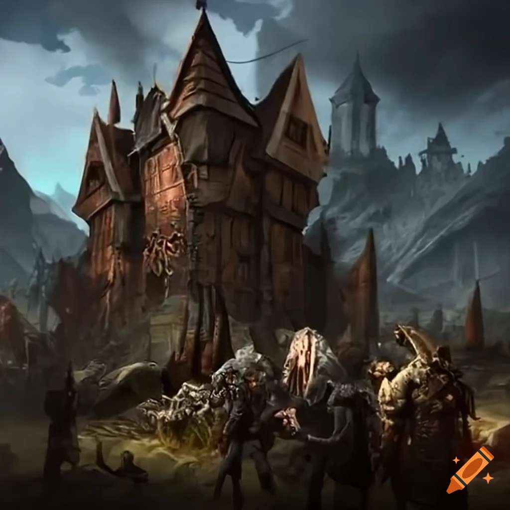 Epic battle scene of adventurers fighting undead