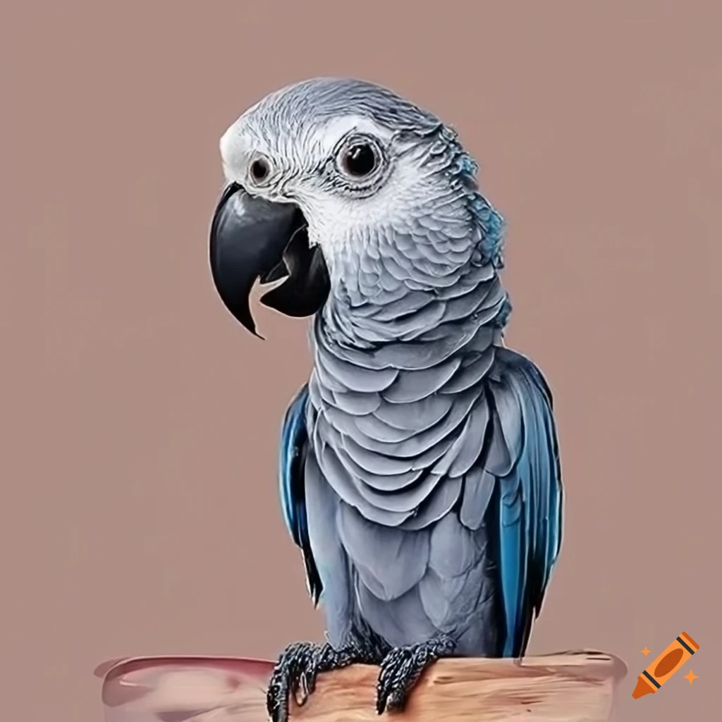 Disney-style illustration of an african grey parrot on Craiyon