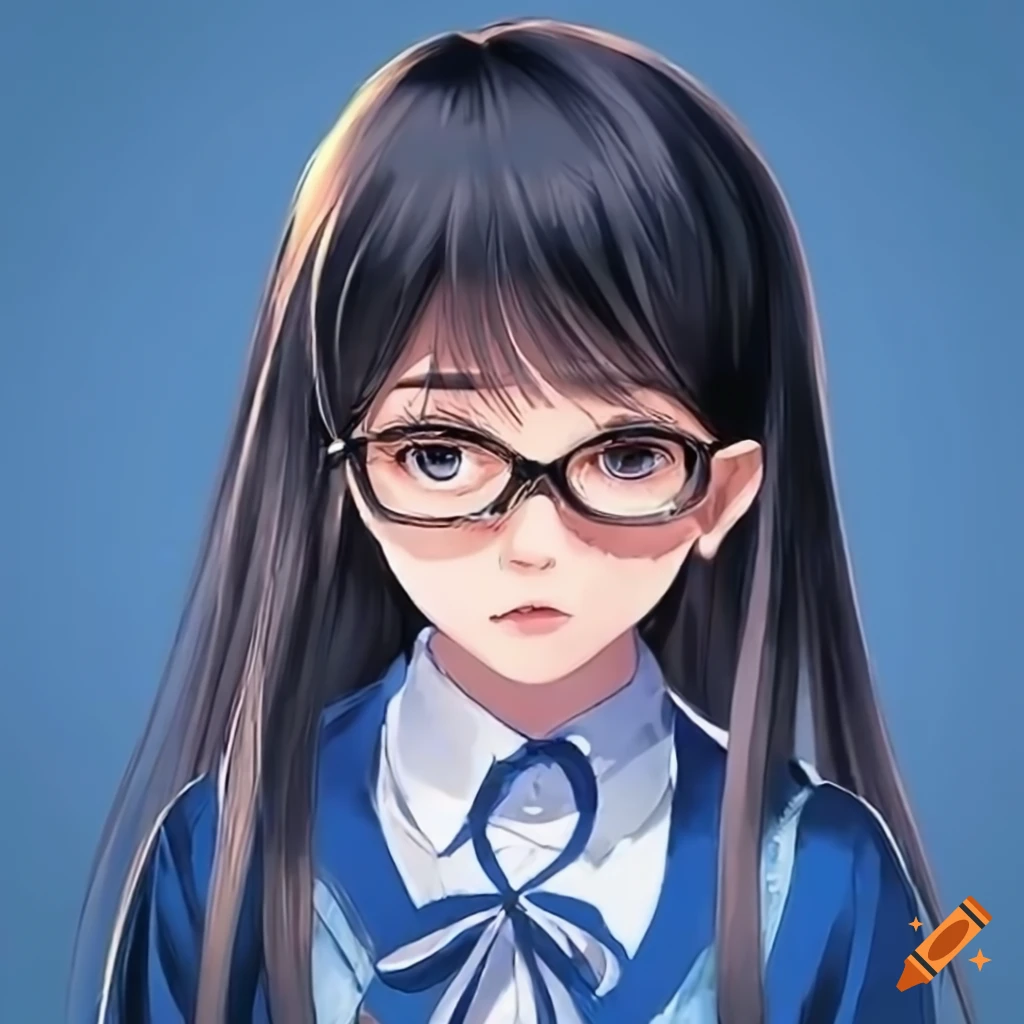 Girl in a blue school uniform