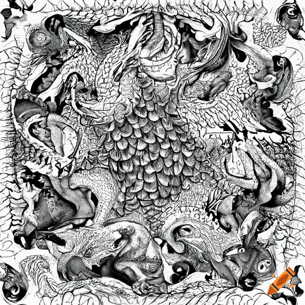 Detailed sketch of a mermaid's house in mc escher style on Craiyon