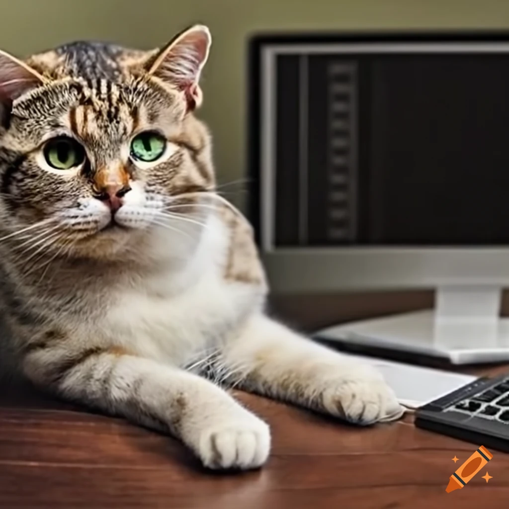 Cats working in an office