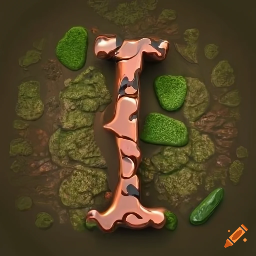 3D stone letters with obsidian and copper on Craiyon