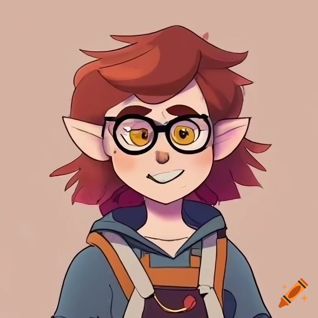 Cartoon character with fluffy red hair and glasses on Craiyon