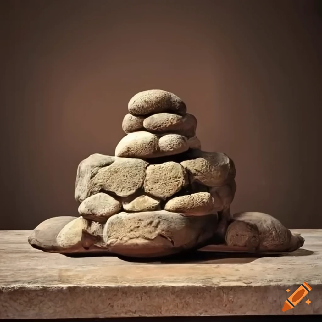 Medieval stone books on a table in a cloister on Craiyon