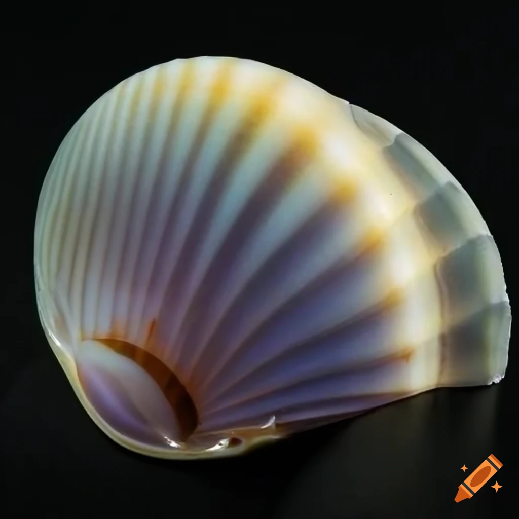 Image of a realistic giant iridescent seashell on Craiyon