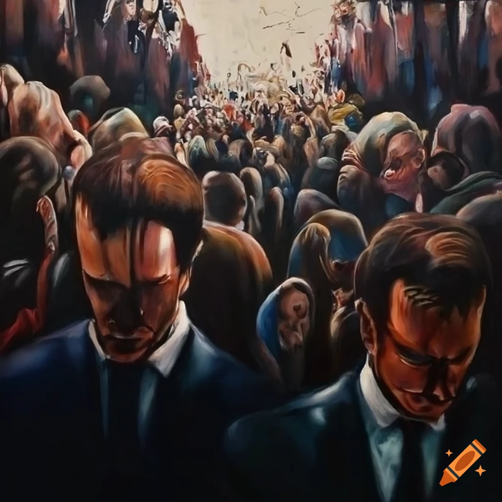 Detailed oil painting of a diverse crowd on Craiyon