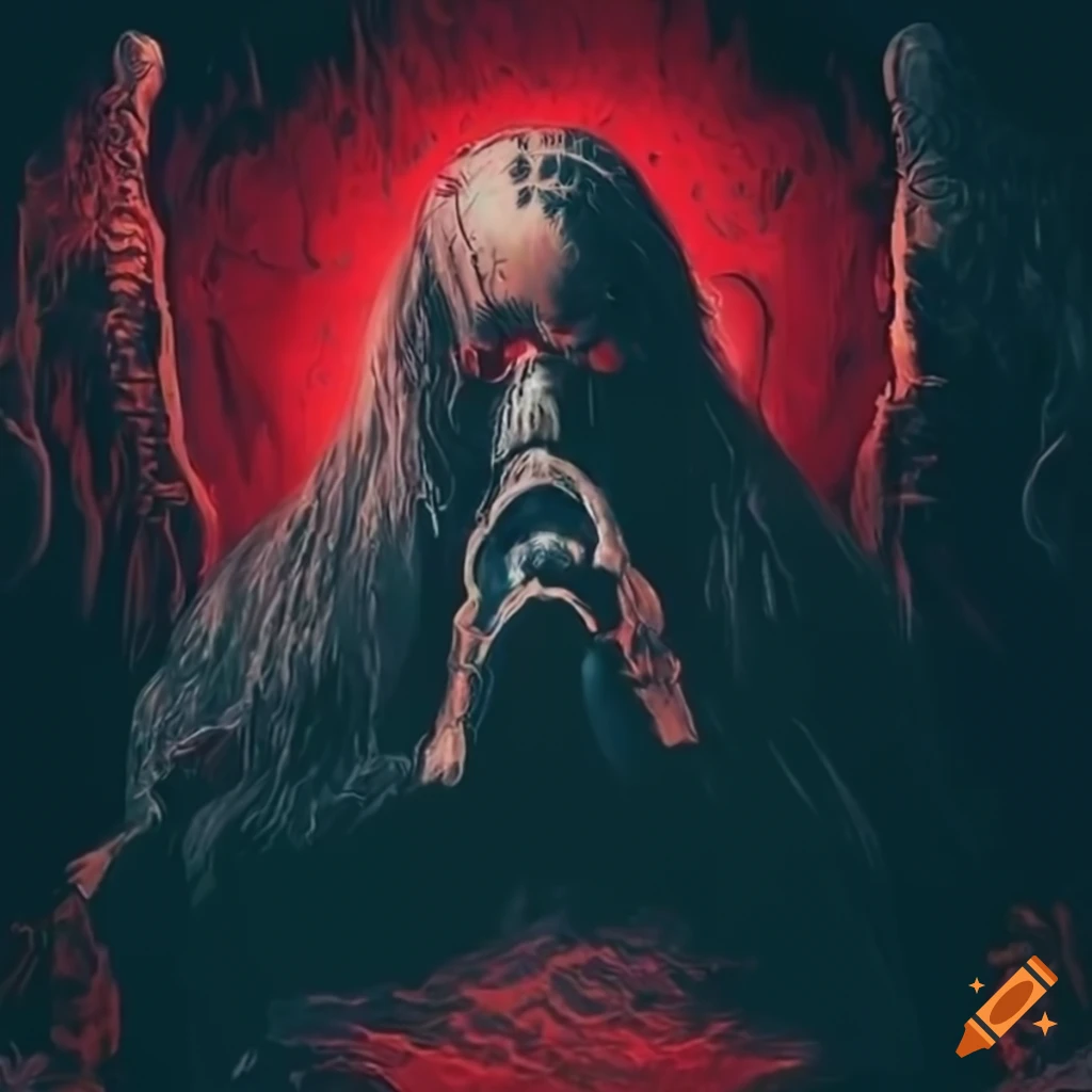 Text in doom metal album cover style