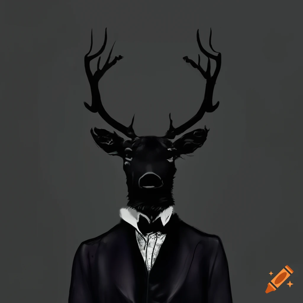 Silhouette of a deer in the shape of a gentleman on Craiyon