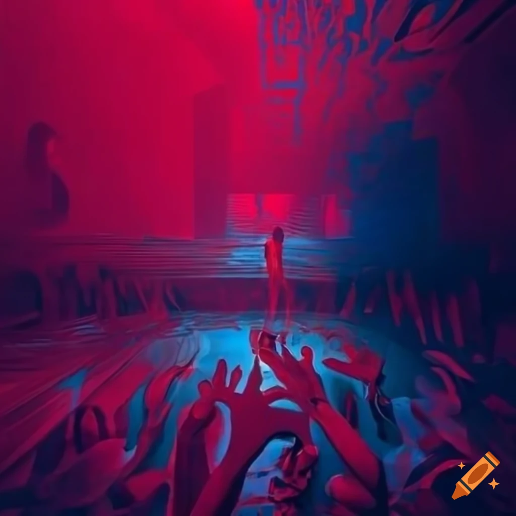 Abstract graphic design of people raving in a club on Craiyon