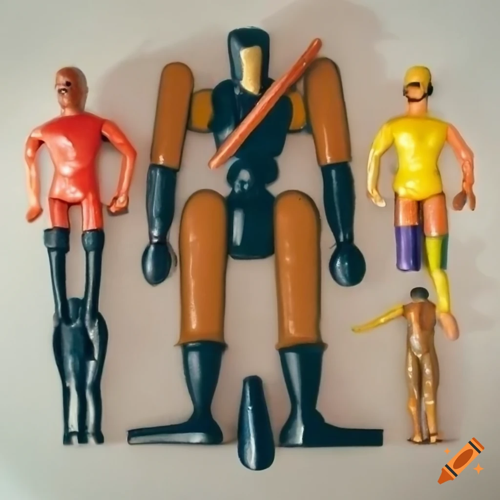 Cubist depiction of vintage action figures