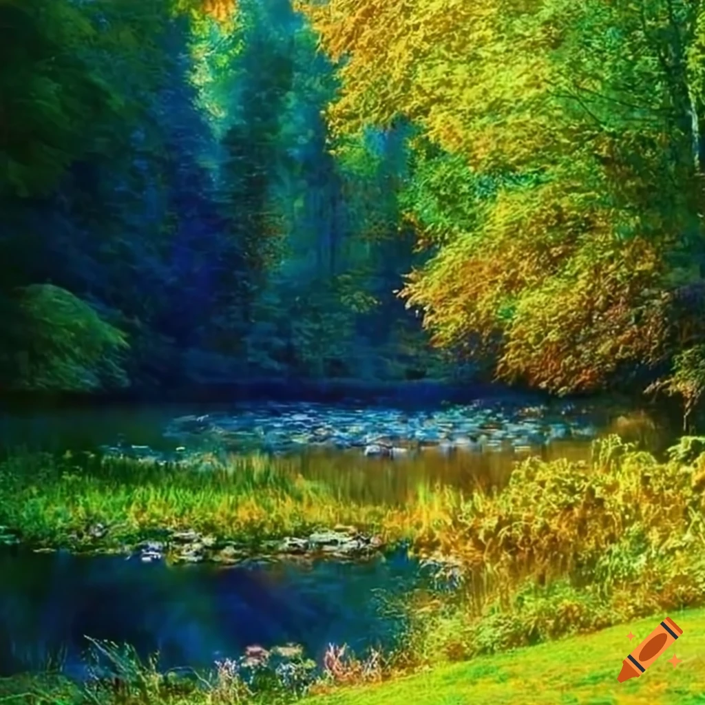 Colorful meadow landscape on Craiyon