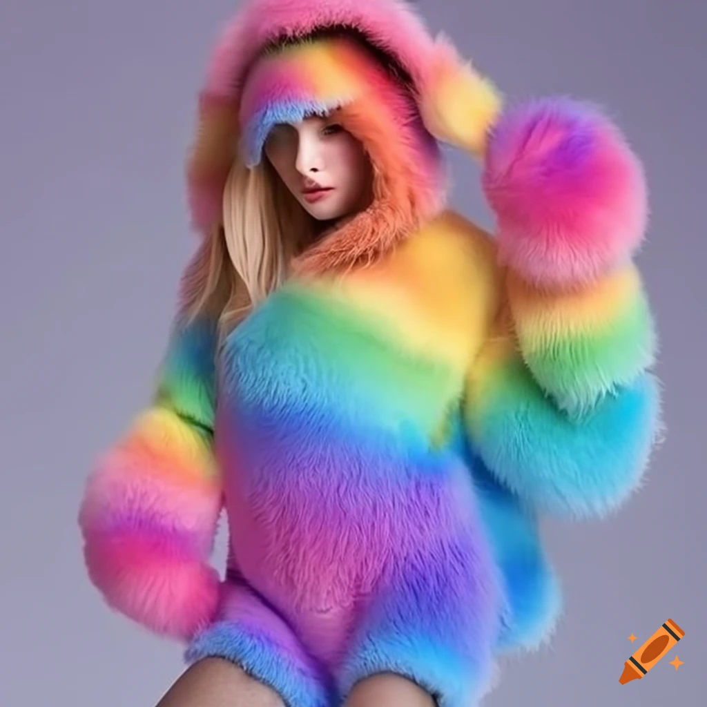 Fluffy rainbow onesie on Craiyon