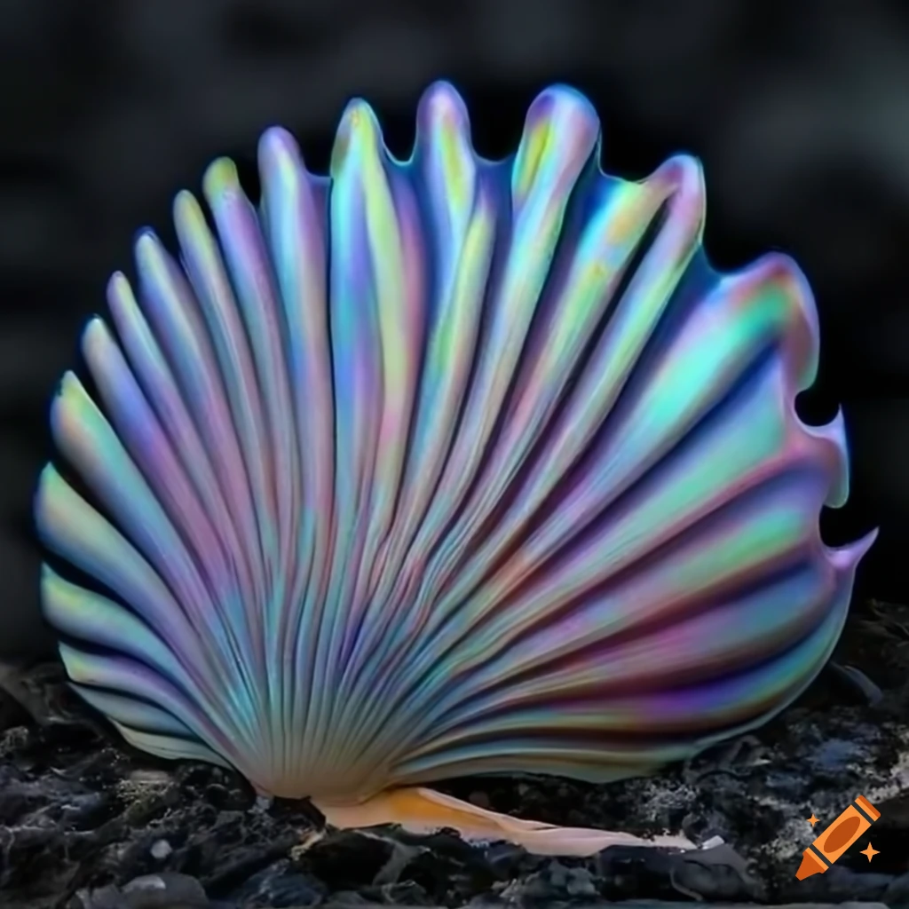 Image of a giant iridescent seashell on Craiyon
