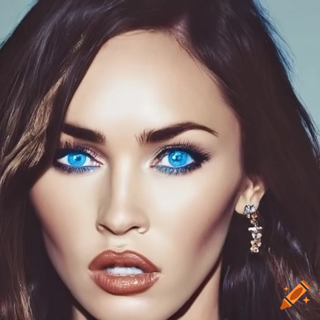 Portrait of megan fox and miley cyrus with striking blue eyes on Craiyon