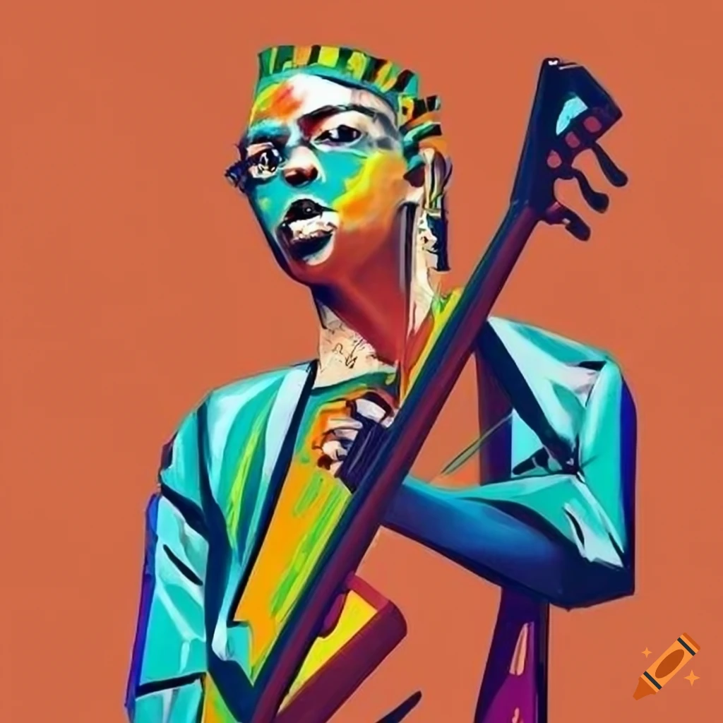 Illustration of a bold musician on Craiyon