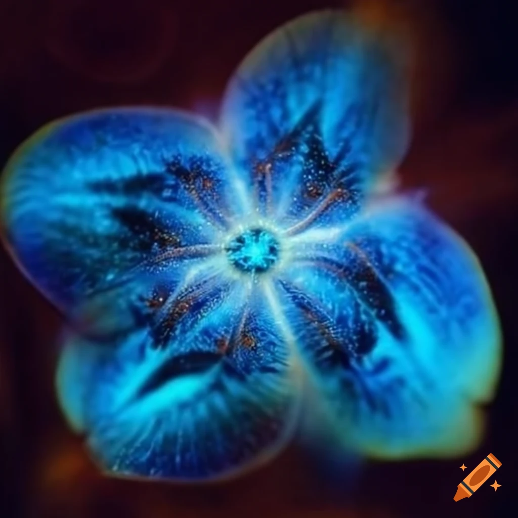 Blue glowing star seed with big eyes