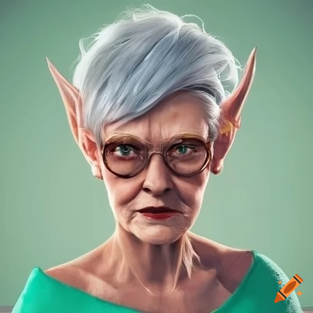 Portrait of helen mirran as a mean old elf on Craiyon