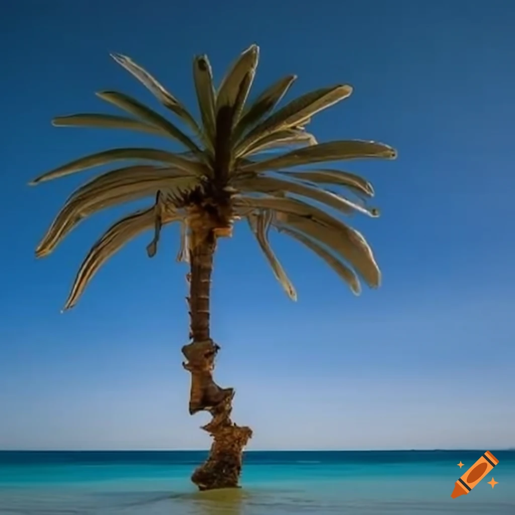 Artistic representation of a palm tree made of bird skeletons on Craiyon