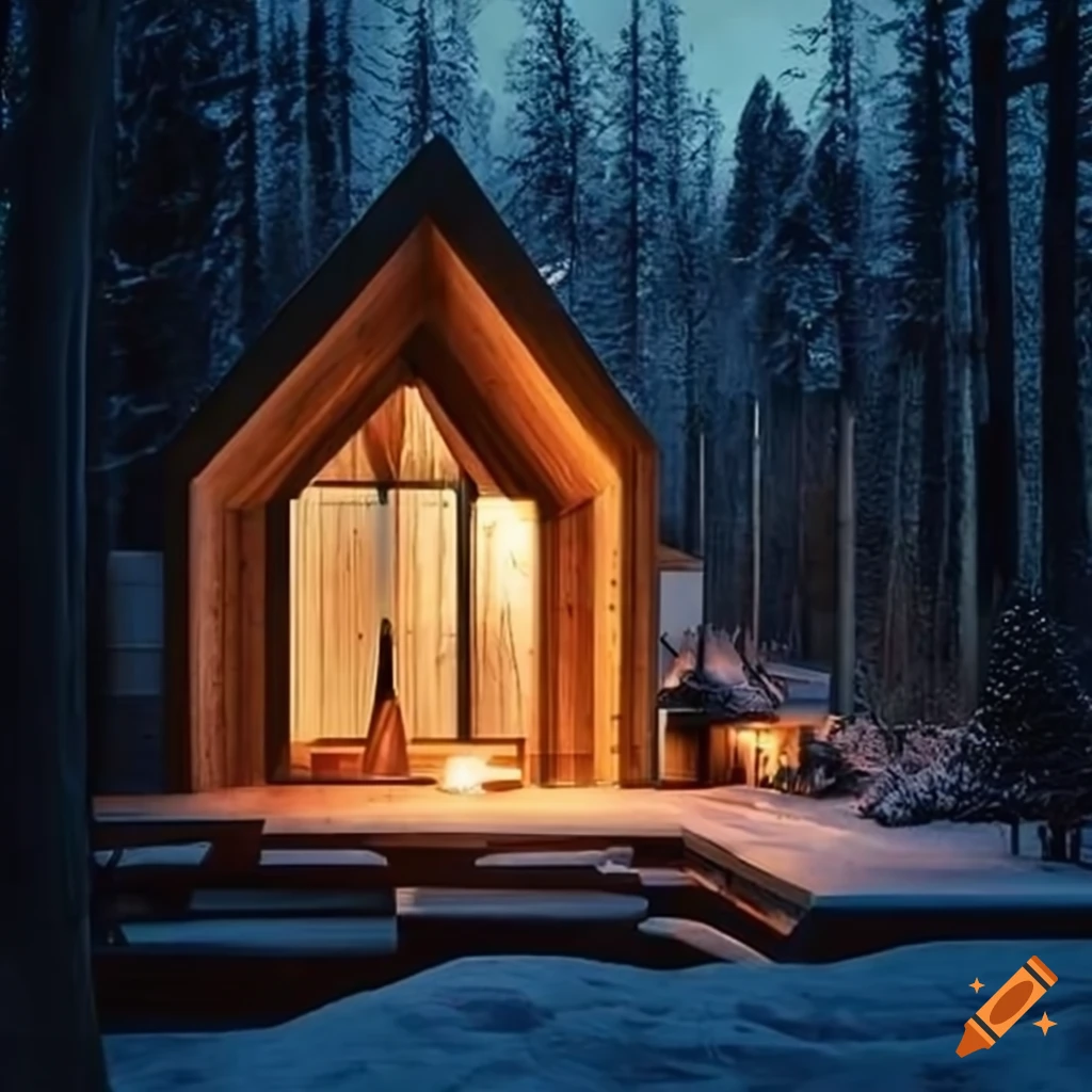 Modern cozy minimalist cabin on Craiyon
