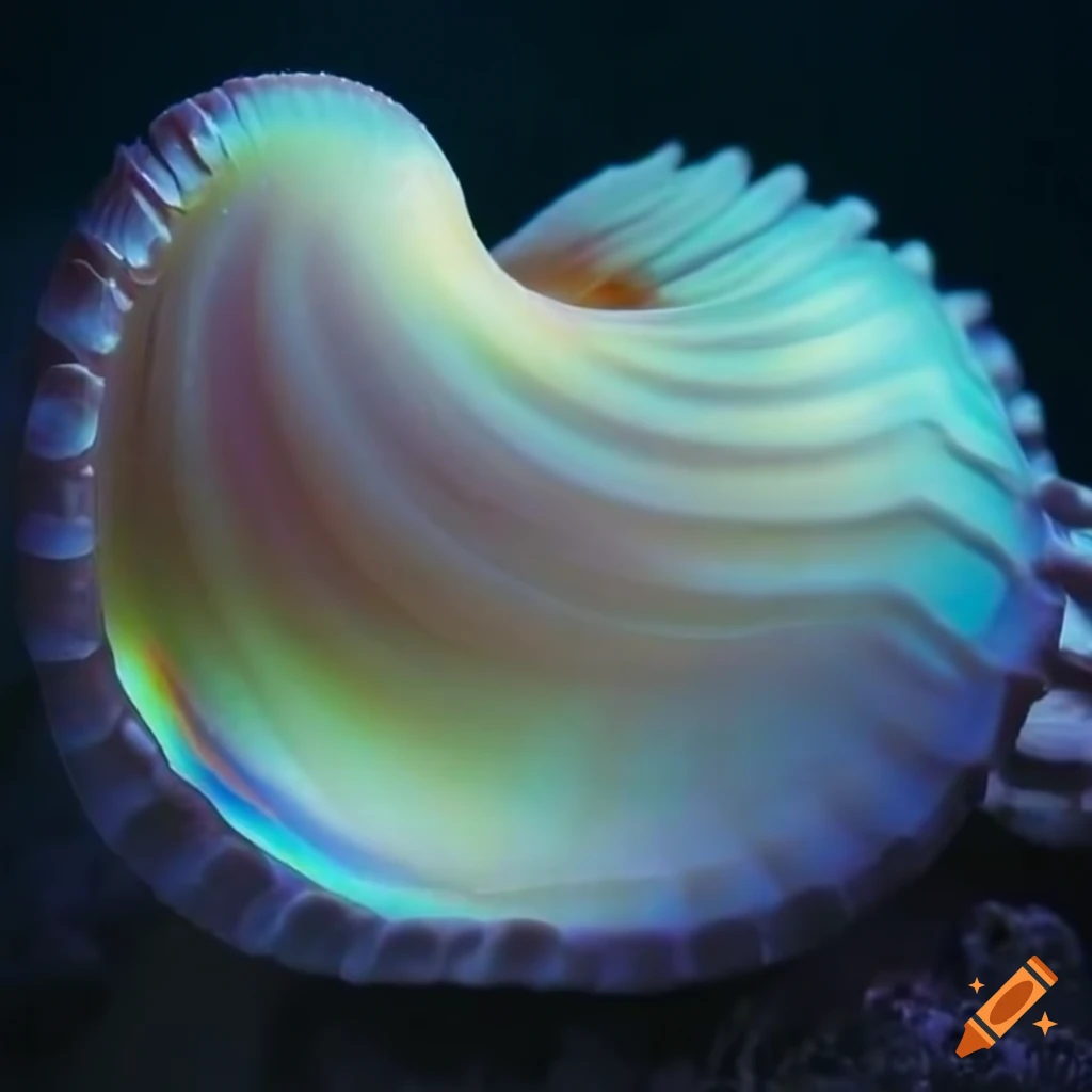 Realistic high resolution image of a giant iridescent seashell