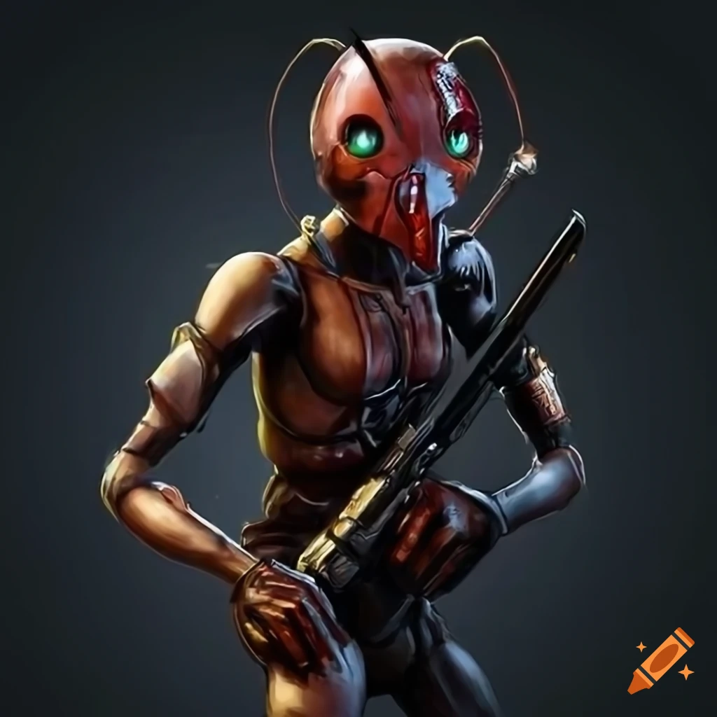 Digital art of a cyberpunk ant soldier on Craiyon
