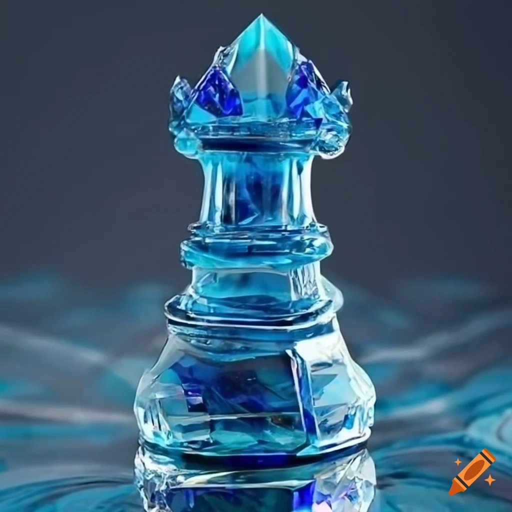 Beautiful blue crystal chess piece