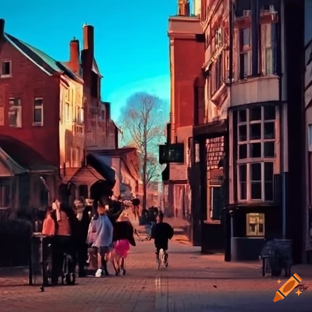 Picture of a gilmore girls-like town with people walking on Craiyon