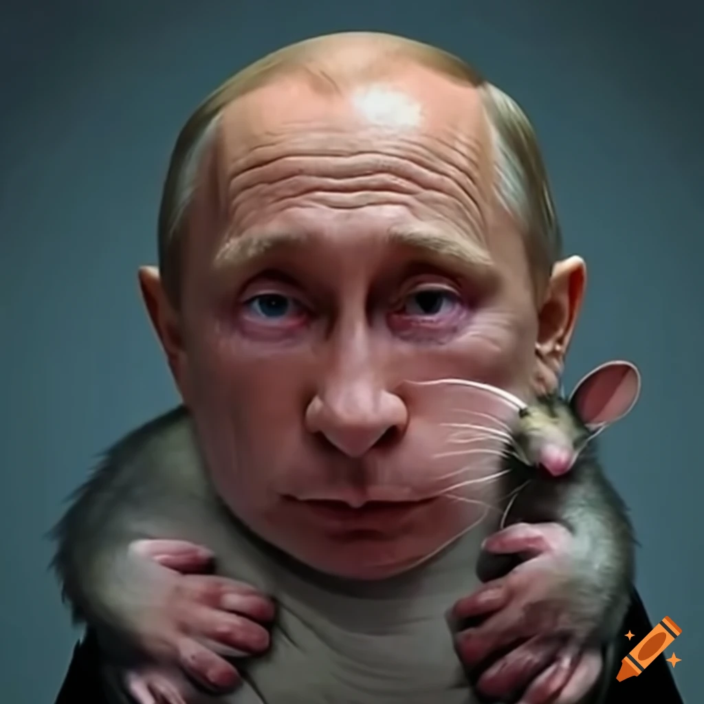 Image of putin holding a bald rat on Craiyon