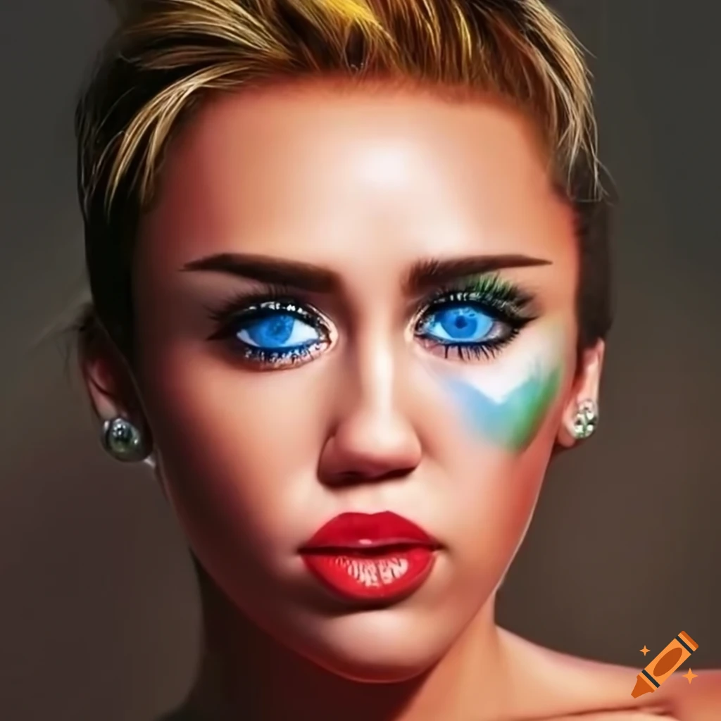 Portrait of miley cyrus with captivating blue eyes on Craiyon