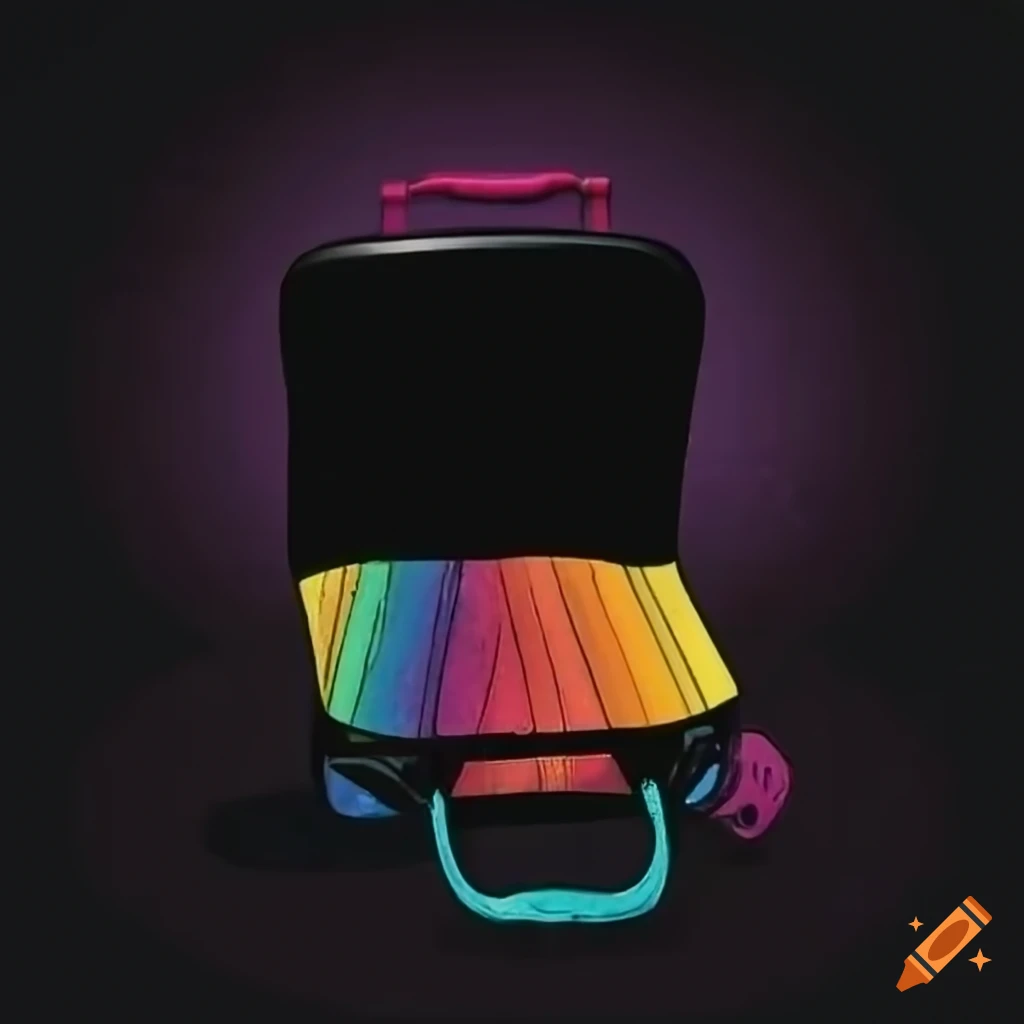 Open black suitcase on the ground on Craiyon