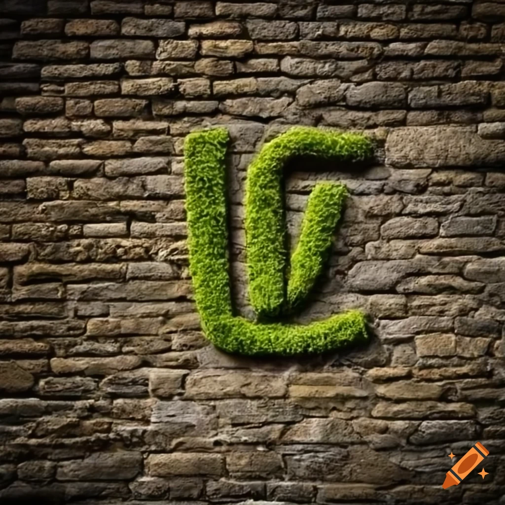 Moss-covered stone letters spelling "Oppiano" on Craiyon