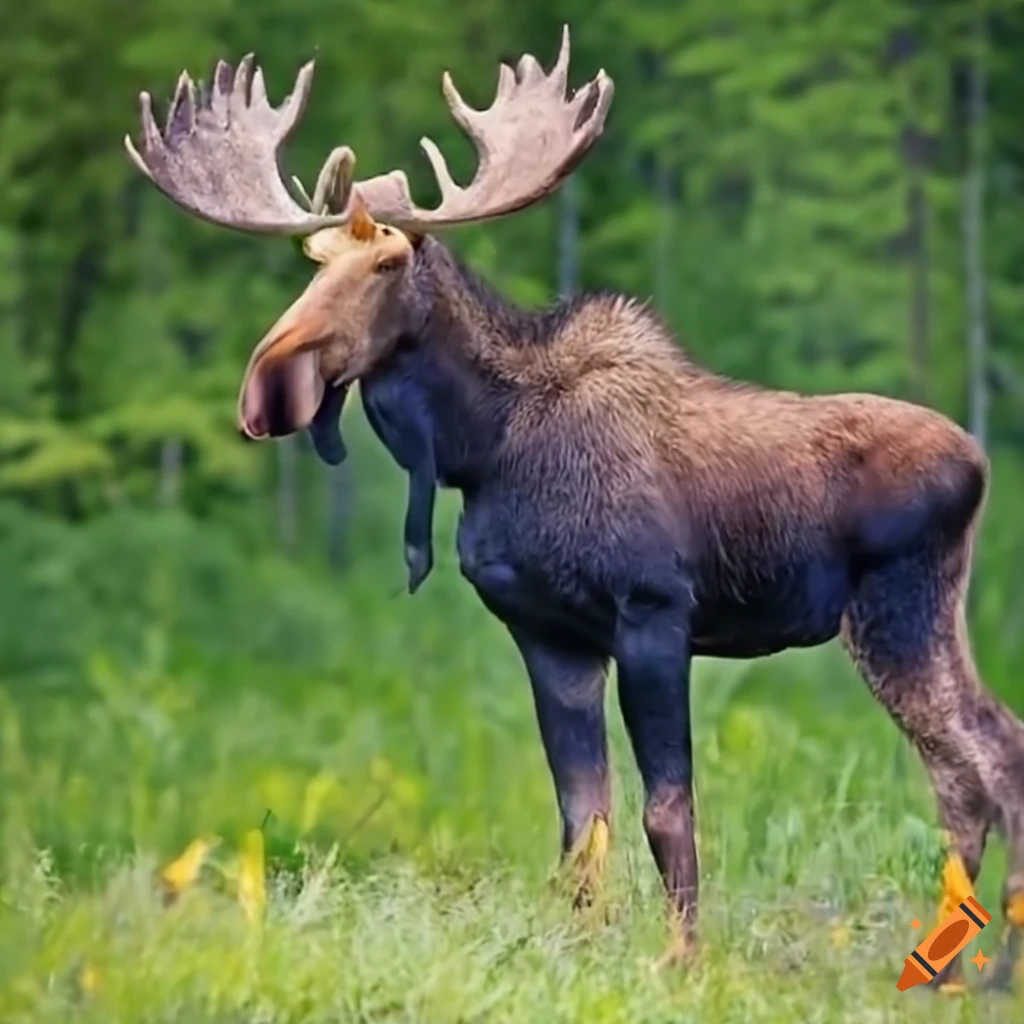 Moose standing next to a goose on Craiyon