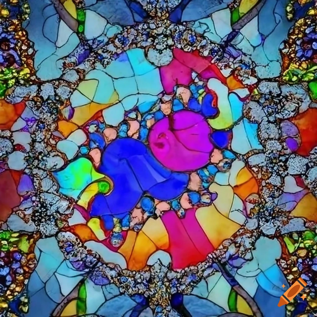 Designed panther in stained glass art with psychedelic effects on Craiyon