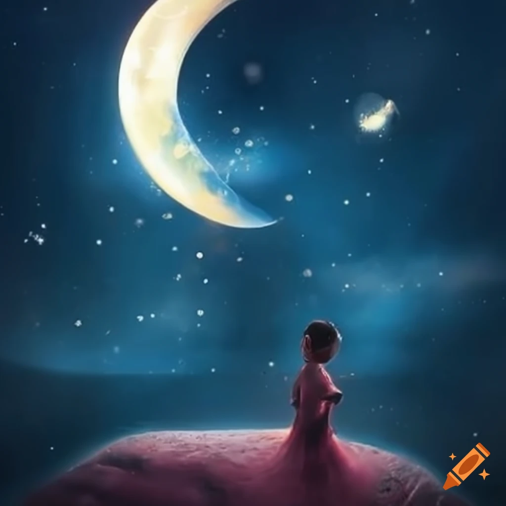 Artistic portrayal of a baby on the moon on Craiyon