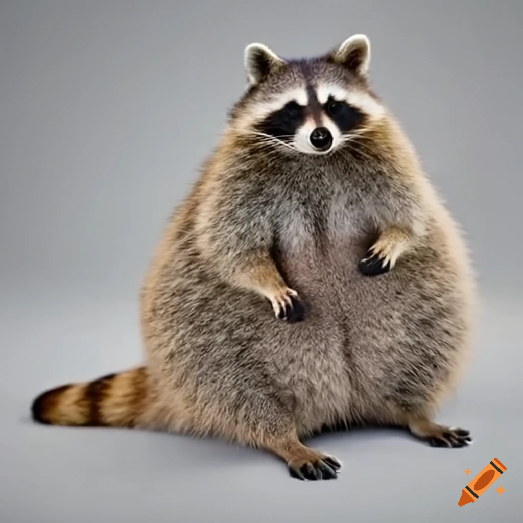 Humorous image of an overweight raccoon on Craiyon