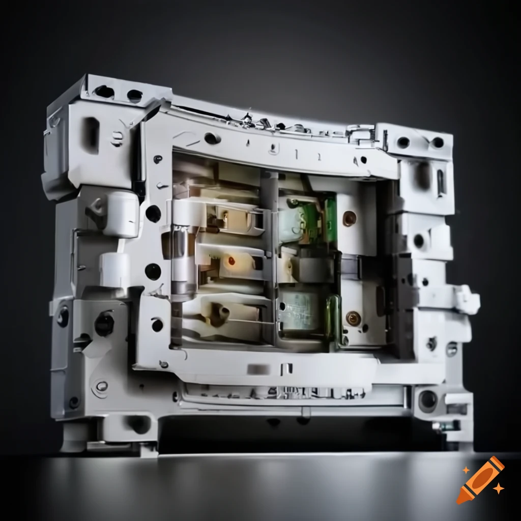 Man working on plastic injection mold design on Craiyon