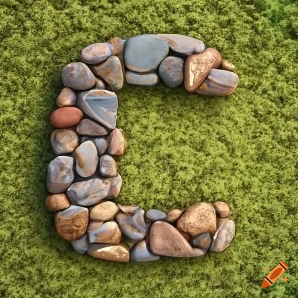 3d stone letters with moss field backdrop
