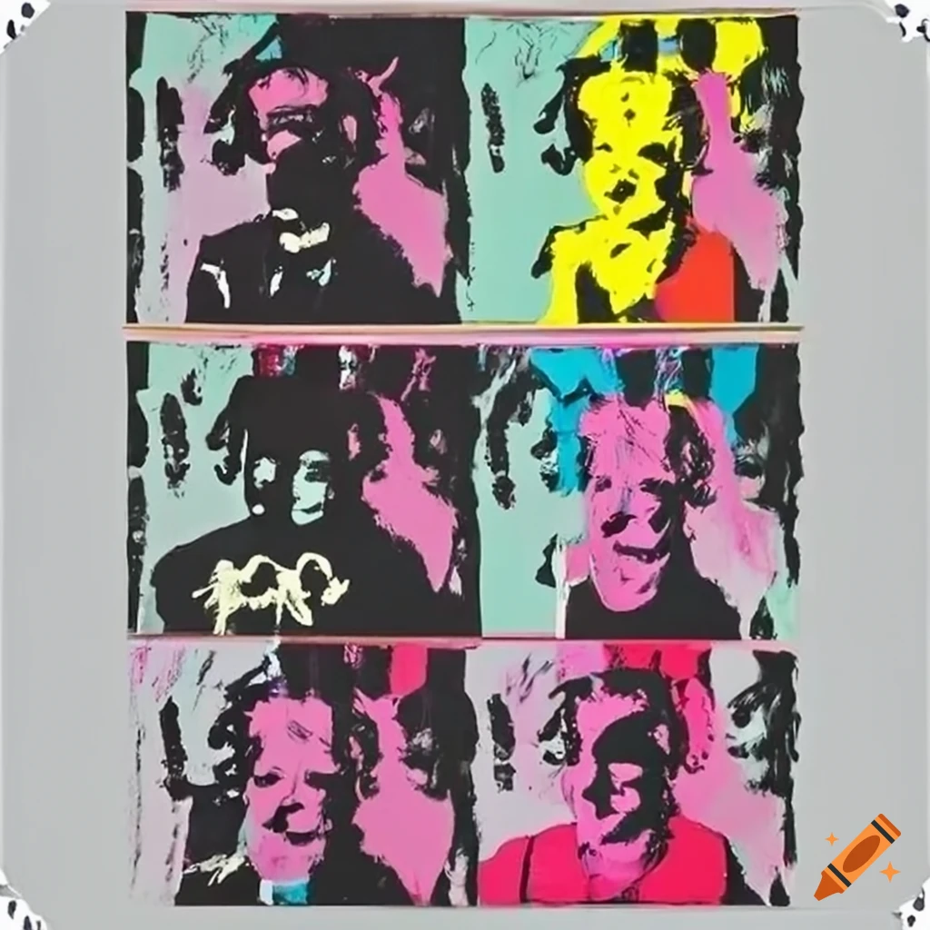 Andy Warhol inspired image of action figures on Craiyon