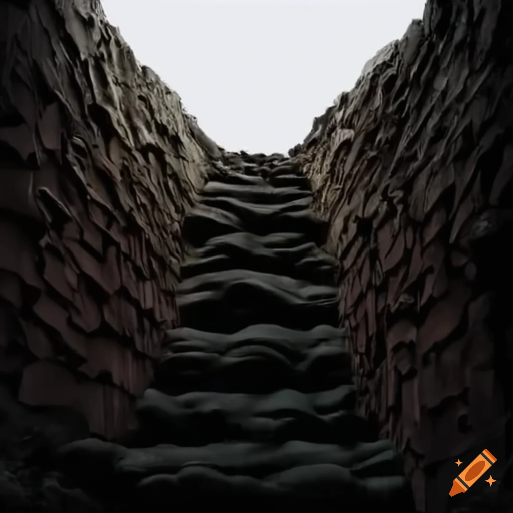 Hyperdetailed landscape of walls and chasms on Craiyon