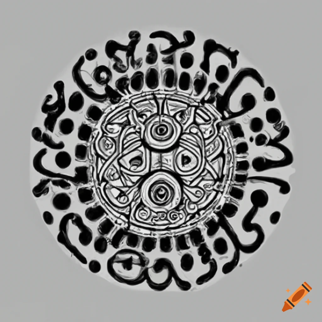 Carl gustav jung's black and white circular schema with symbols on Craiyon