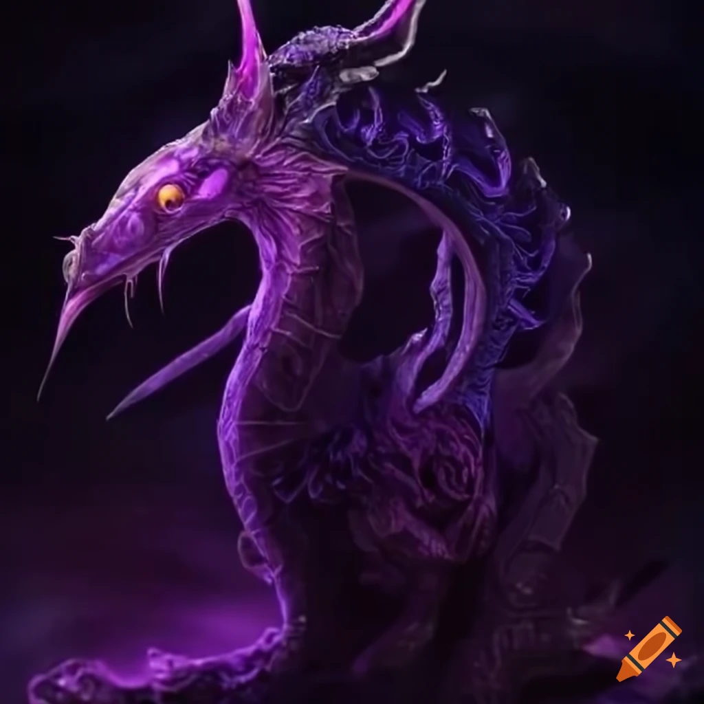 Digital art of a purple dragon with glowing claws
