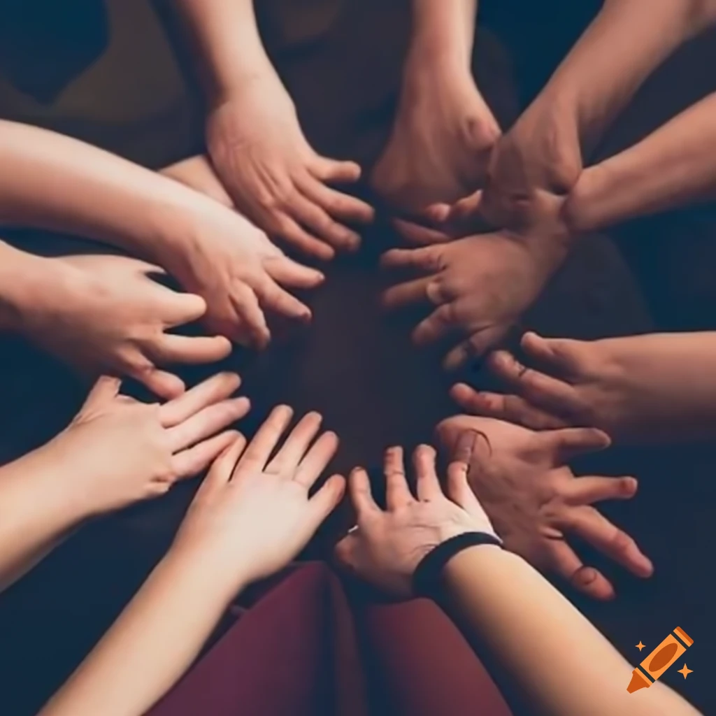 People forming a circle with hands joined on Craiyon