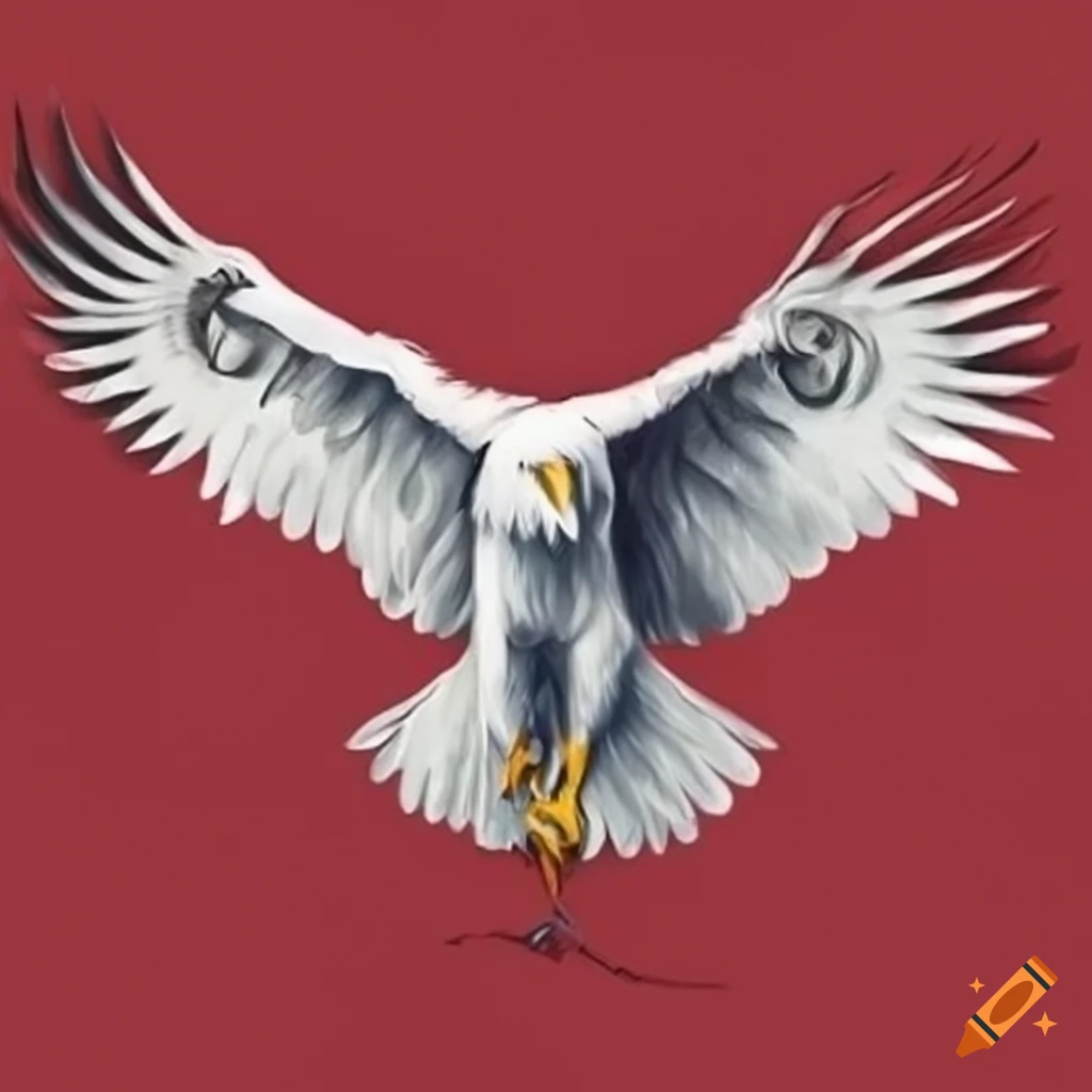 White eagle against a red background