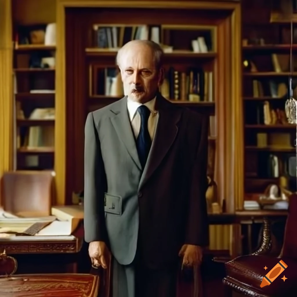 Elegant man standing in his study