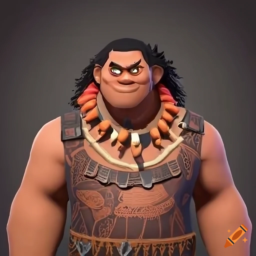 Cosplay of heavy from tf2 and maui from moana on Craiyon