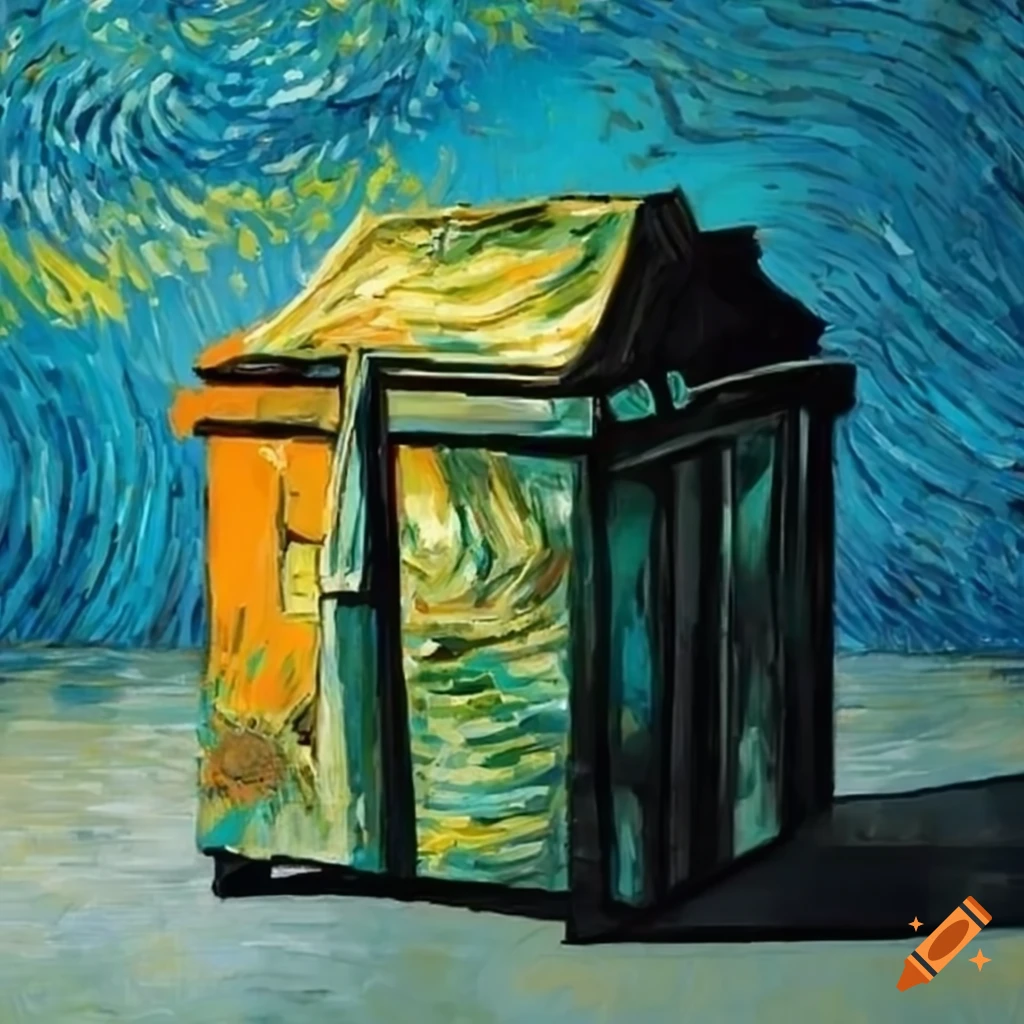 Van gogh inspired dumpster bin artwork