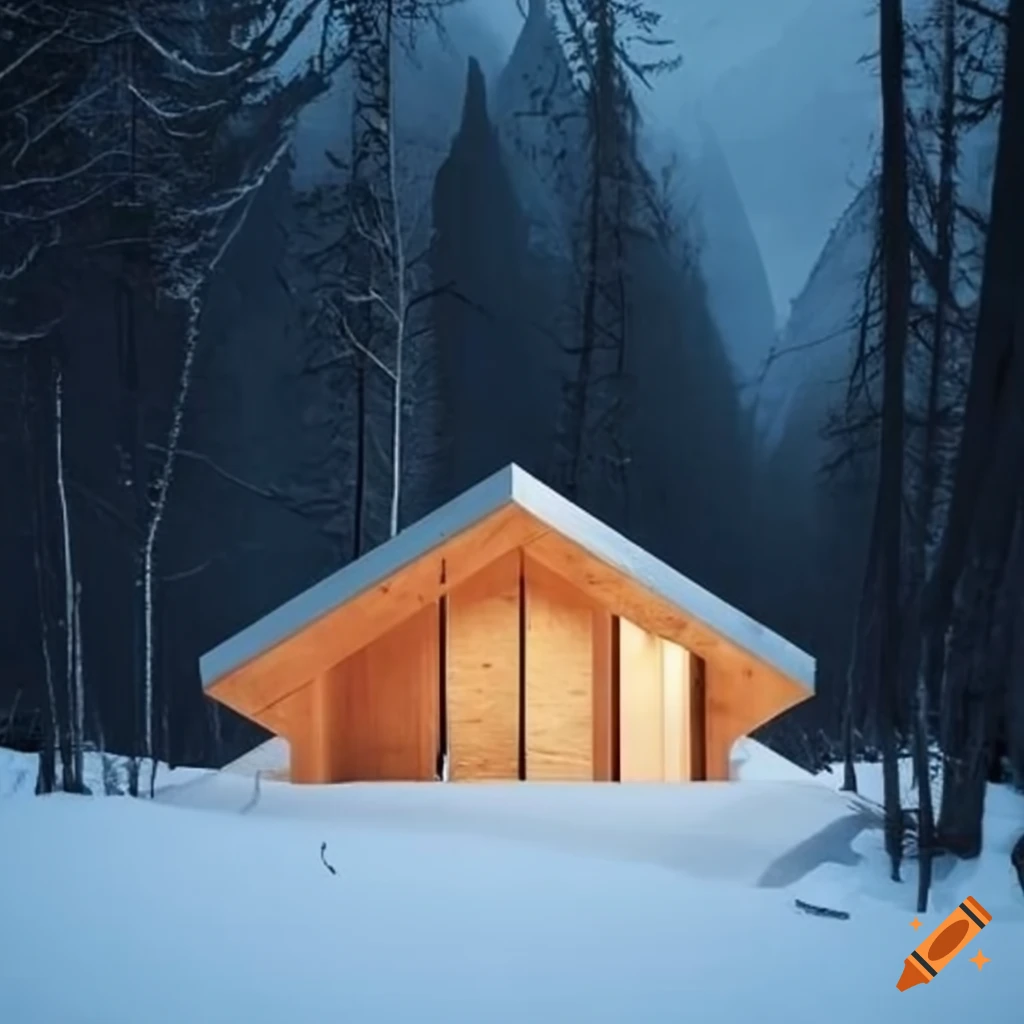Image of an egalitarian minimalist alpine cabin